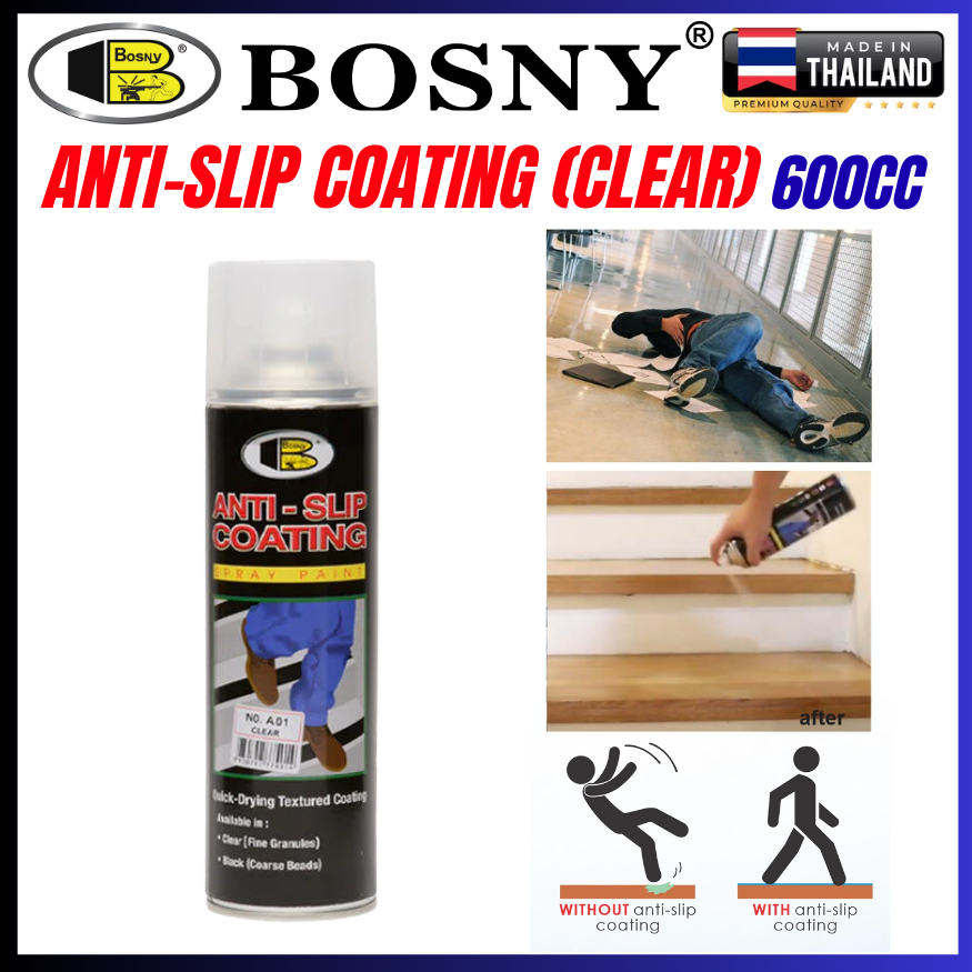 BOSNY ANTI-SLIP COATING SPRAY - CLEAR 600ml ANTI-RUST / CHEMICAL ...