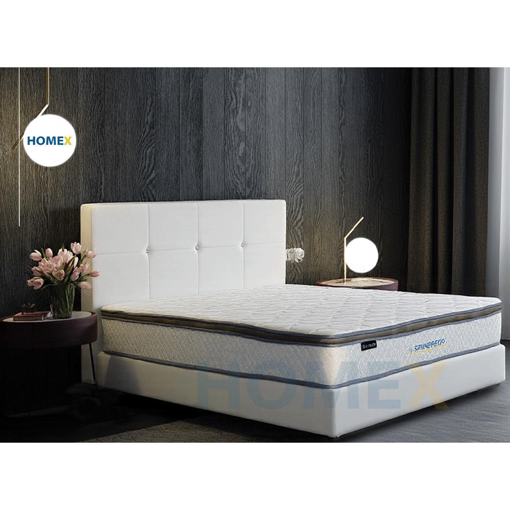 FULL SET WHITE Katil Tilam Queen Mattress Bedframe Murah Headboard ...