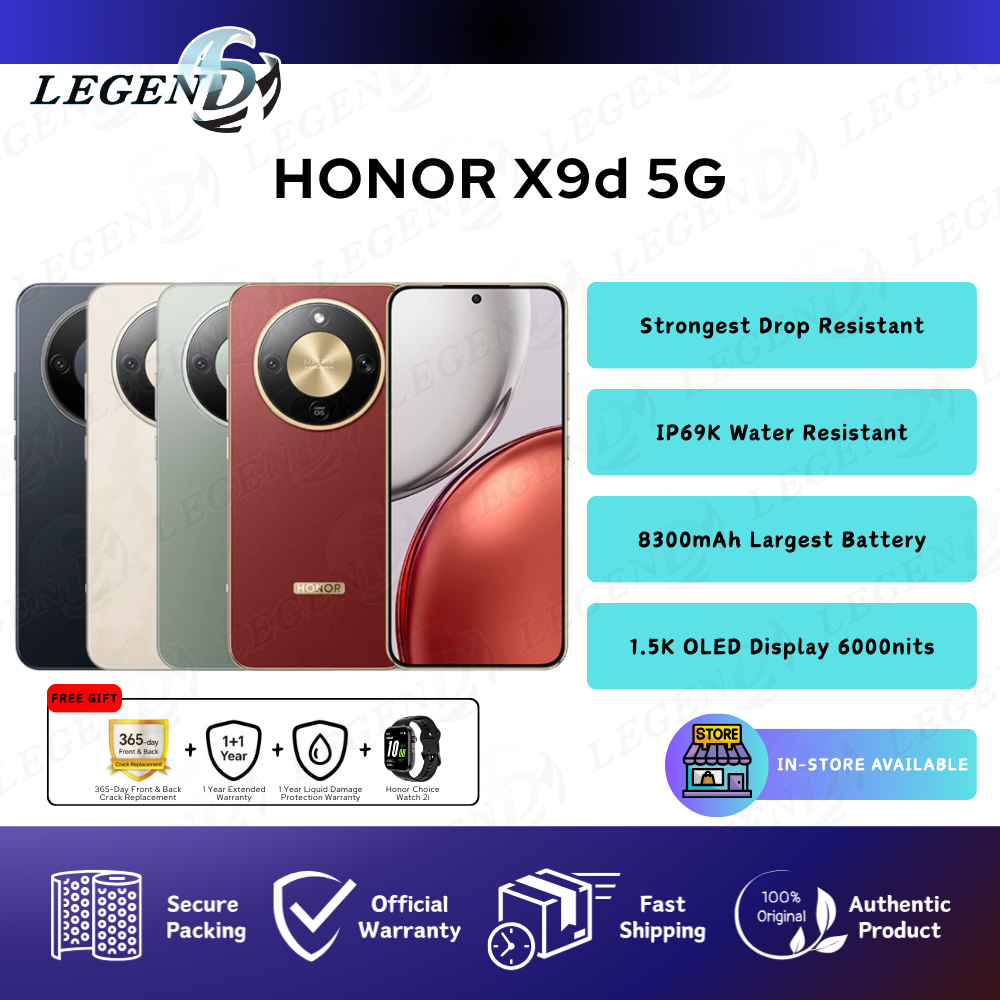 [MY Set] Honor X9d 5G (12GB+256GB | 12GB+512GB) Original Smartphone Strongest Drop Resistant ...