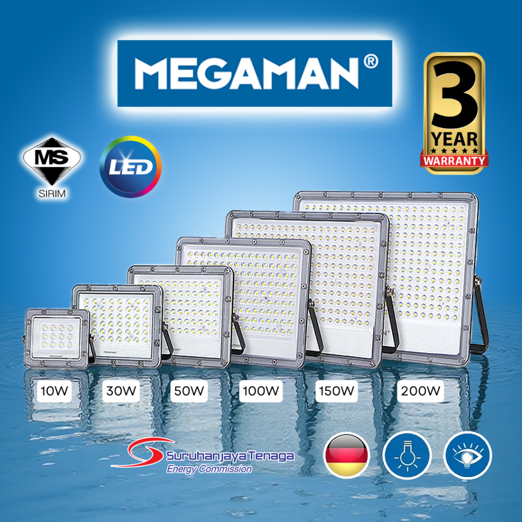 MEGAMAN LED Flood Light 10w 30w 50w 100w 150w 200w IP65 Floodlight ...