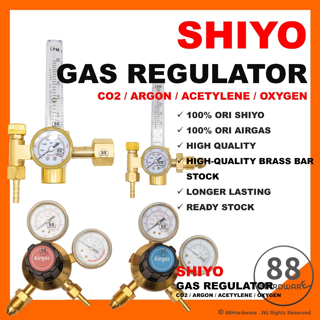 SHIYO BRASS CO2 MIG ARGON TIG ACETYLENE API OXYGEN ANGIN O2 Regulator ...