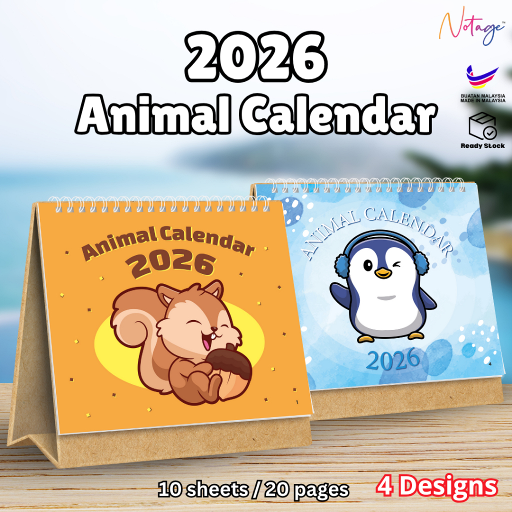 2026 Table Calendar Cute Kraft Stand Notage Malaysia Desk Flip Kalender ...