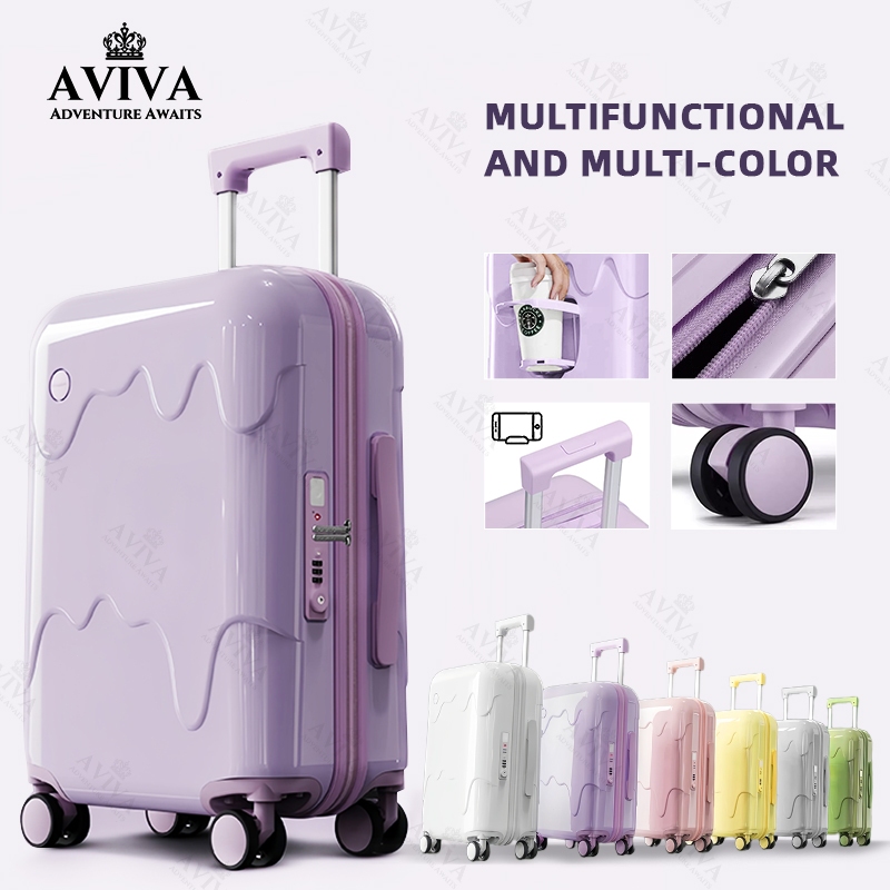 AVIVA Luggage Ice Cream Style USB Cup Holder Multi-functional Suitcase ...
