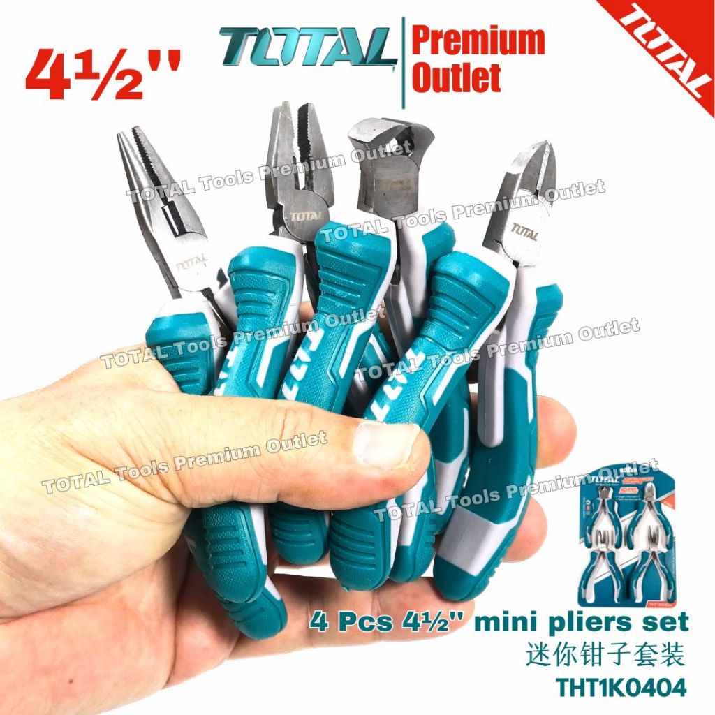 TOTAL Tools 4 pcs 4½'' mini pliers set 迷你钳子套装 - THT1K0404 | Shopee Malaysia