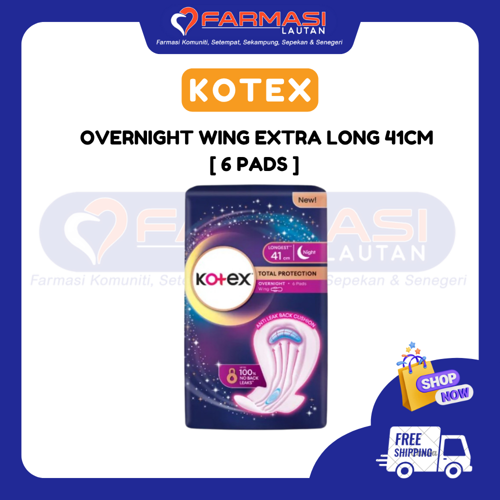 KOTEX OVERNIGHT WING EXTRA LONG 41CM (6 PADS) | Shopee Malaysia