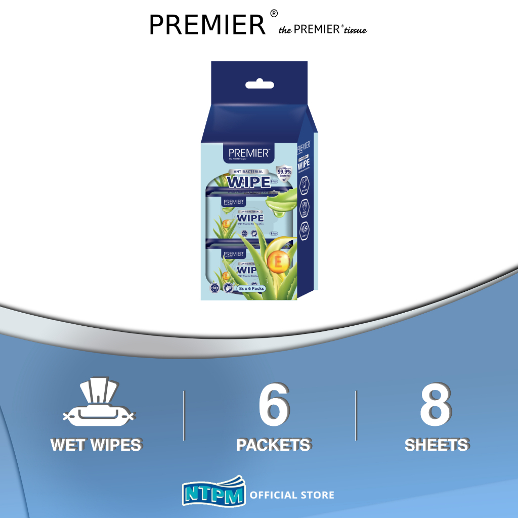 Premier Antibaterial Wet Wipes (8's x 6) | Shopee Malaysia