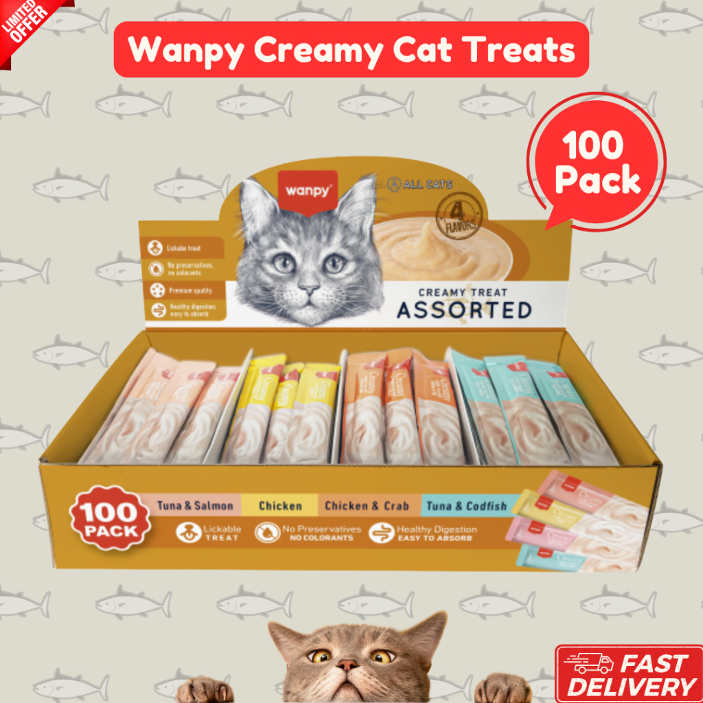 Wanpy Creamy Cat Treat Assorted 50pcs/100pcs | Shopee Malaysia