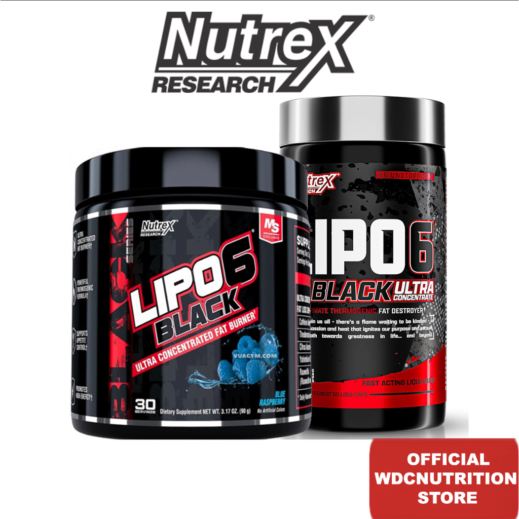 Nutrex Lipo-6 Black UC Fat burner powder suplemen (60 Caps) | Shopee ...
