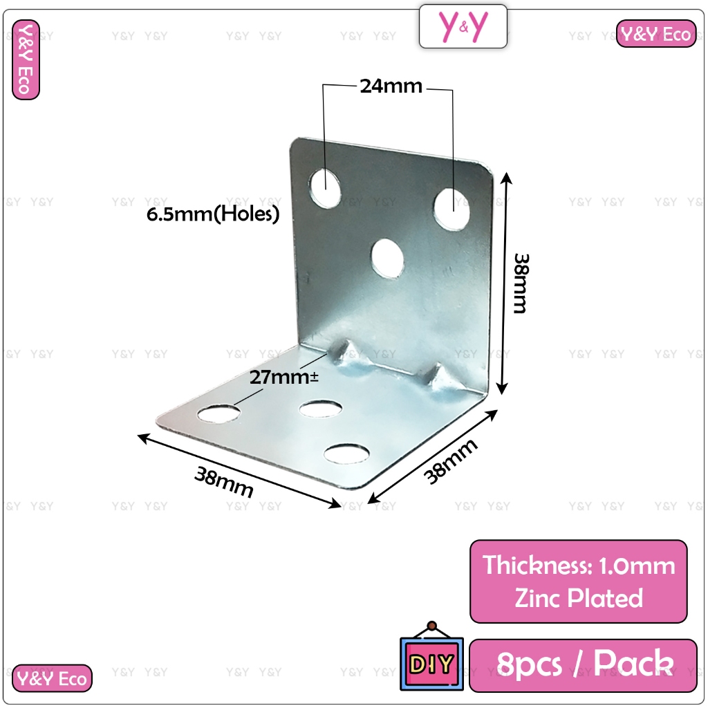 Y&Y Eco 38mm 6 Holes Furniture Angle L Bracket / Corner Joint Brace / L ...