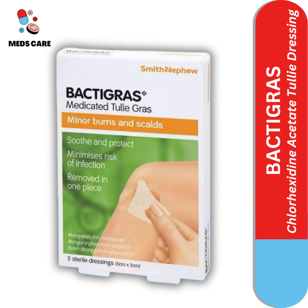 BACTIGRAS MEDICATED PARAFFIN GAUZE DRESSINGS 10CM X 10CM / 5CM X 5CM ...