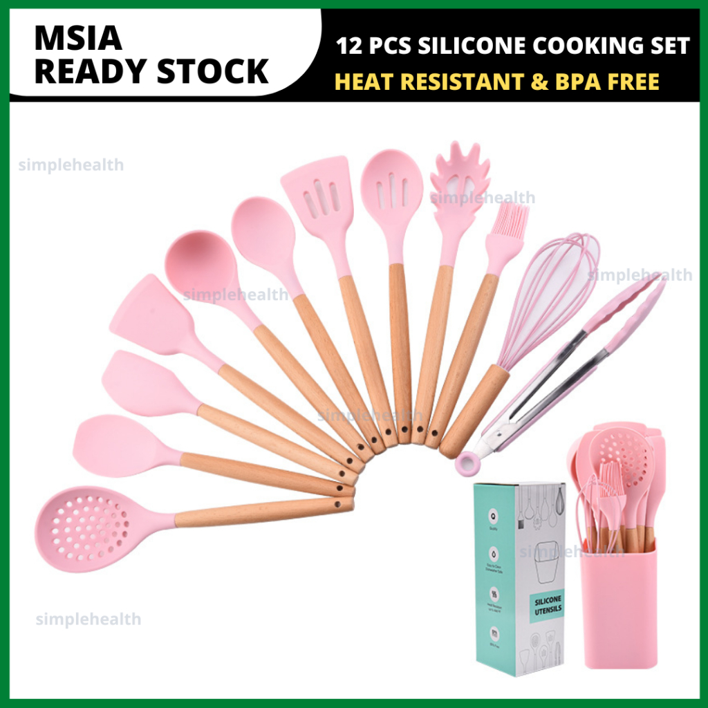 12PCS Silicone Kitchen Utensils Set Household Cooking Tool Spatula ...