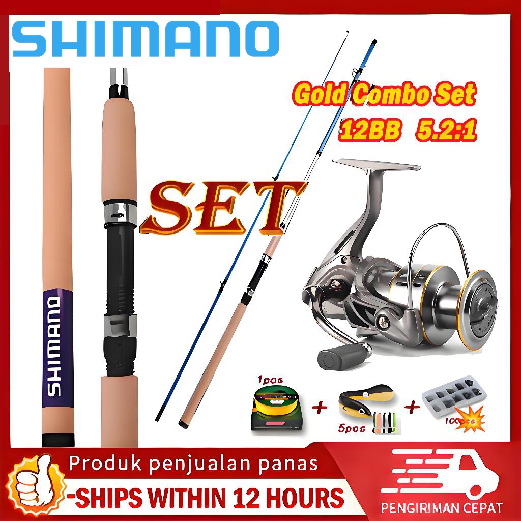Shimano Fishing Rod Set Joran Pancing Set Fishing Rod Spinning Reel ...