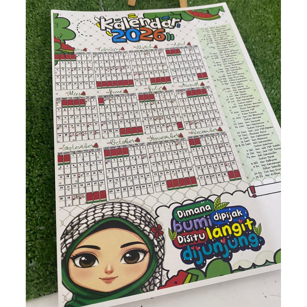KALENDAR A4 2026 CUTI UMUM FULL | Shopee Malaysia