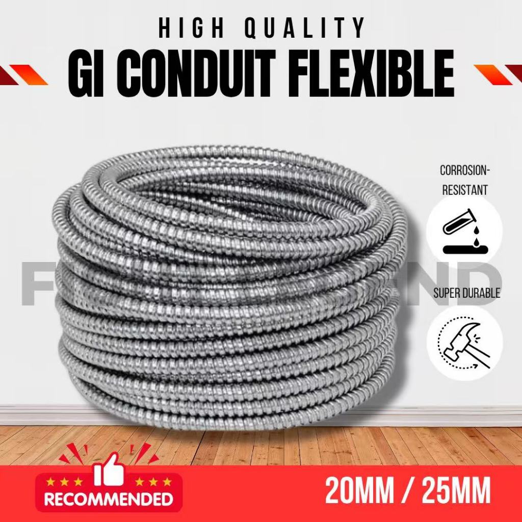 [1ROLL] 20mm / 25mm Conduit Flexible Hose GI Steel Pipe Flexible Metal ...