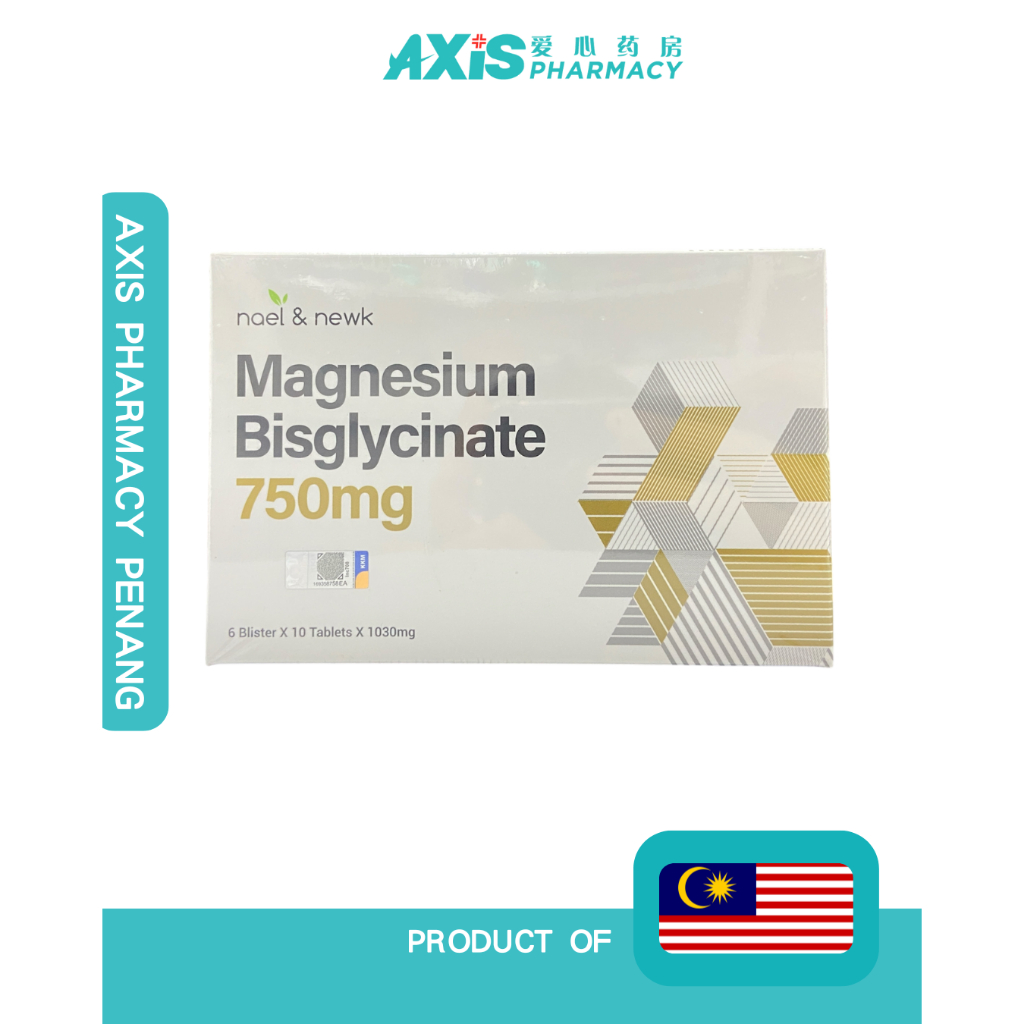 NAEL & NEWK MAGNESIUM BISGLYCINATE 750MG 6 Blister x 10 Tablets x ...