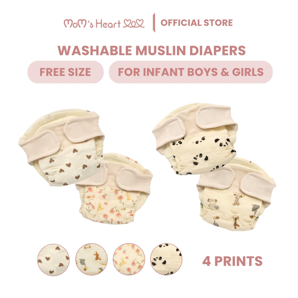 MOM'S HEART BOY & GIRL INFANT WASHABLE MUSLIN DIAPER | Shopee Malaysia
