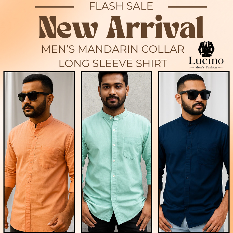 New Arrival Men’s Mandarin Collar Long Sleeve Shirt – 100% Oxford ...