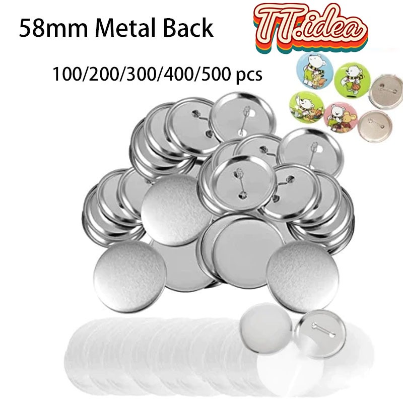58mm 100/200/300/400/500pcs Metal back DIY Badge Button Pins Blank Raw ...