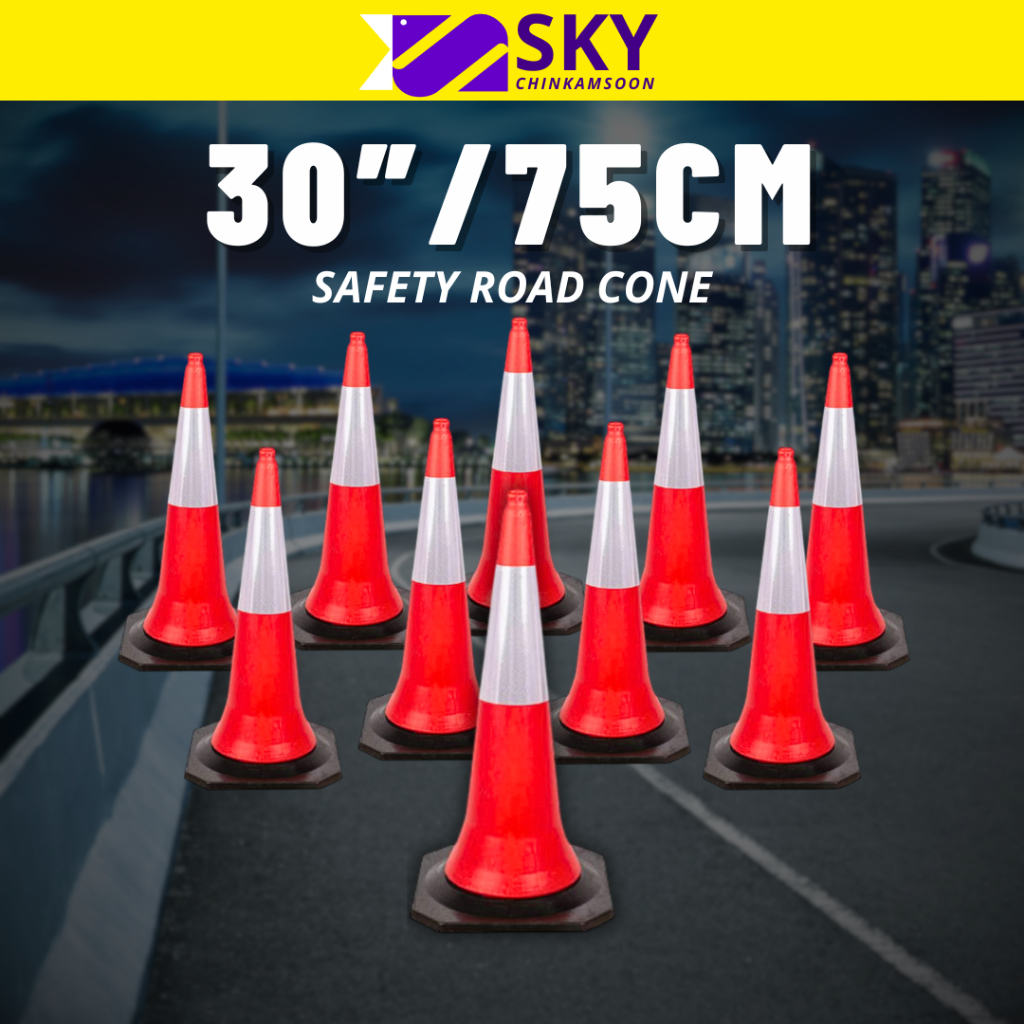 (10PCS) 30”/75cm Safety Road Cone Traffic Cone PVC Reflective Sticker ...