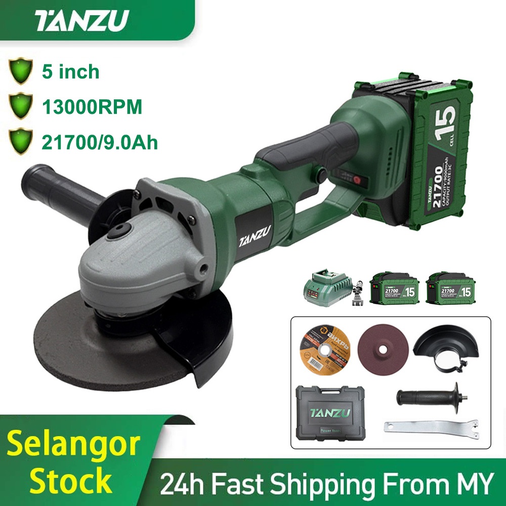 TANZU TZ-AG-125 21V Cordless Angle Grinder b125mm Polishing Grinding ...