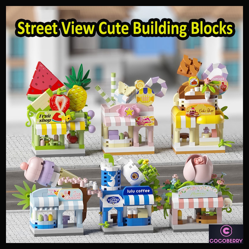 DIY Cute Mini City Street View Building Blocks Food Truck Bricks Toys ...