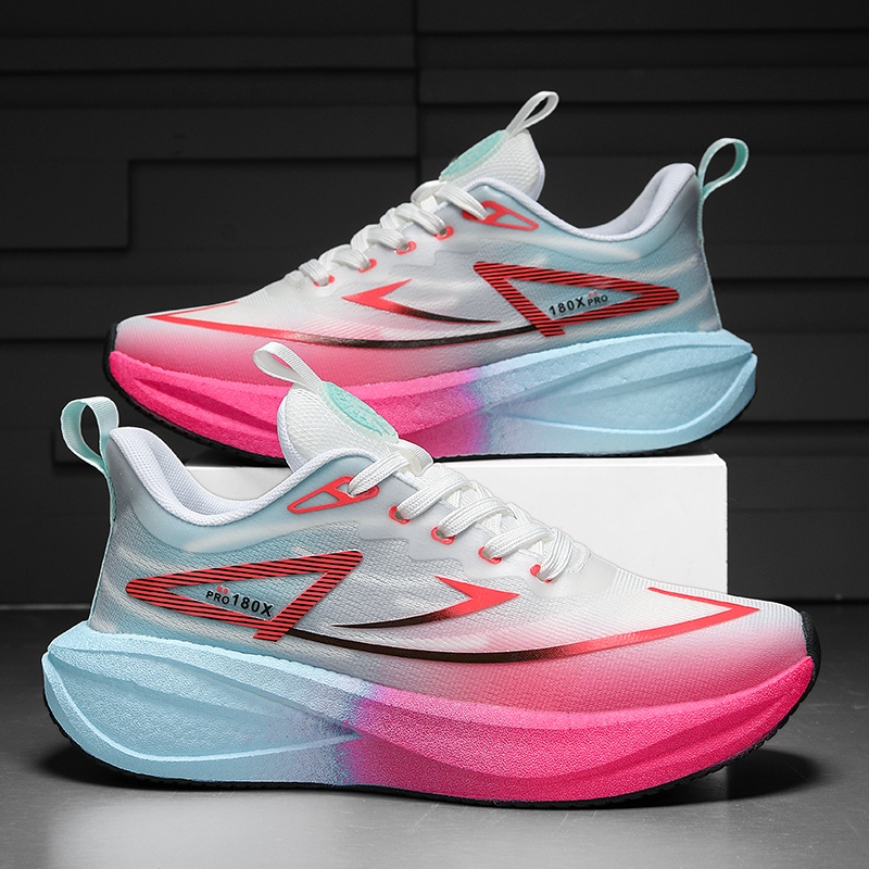 New men and women breathable carbon plate sports shoes, elastic running ...