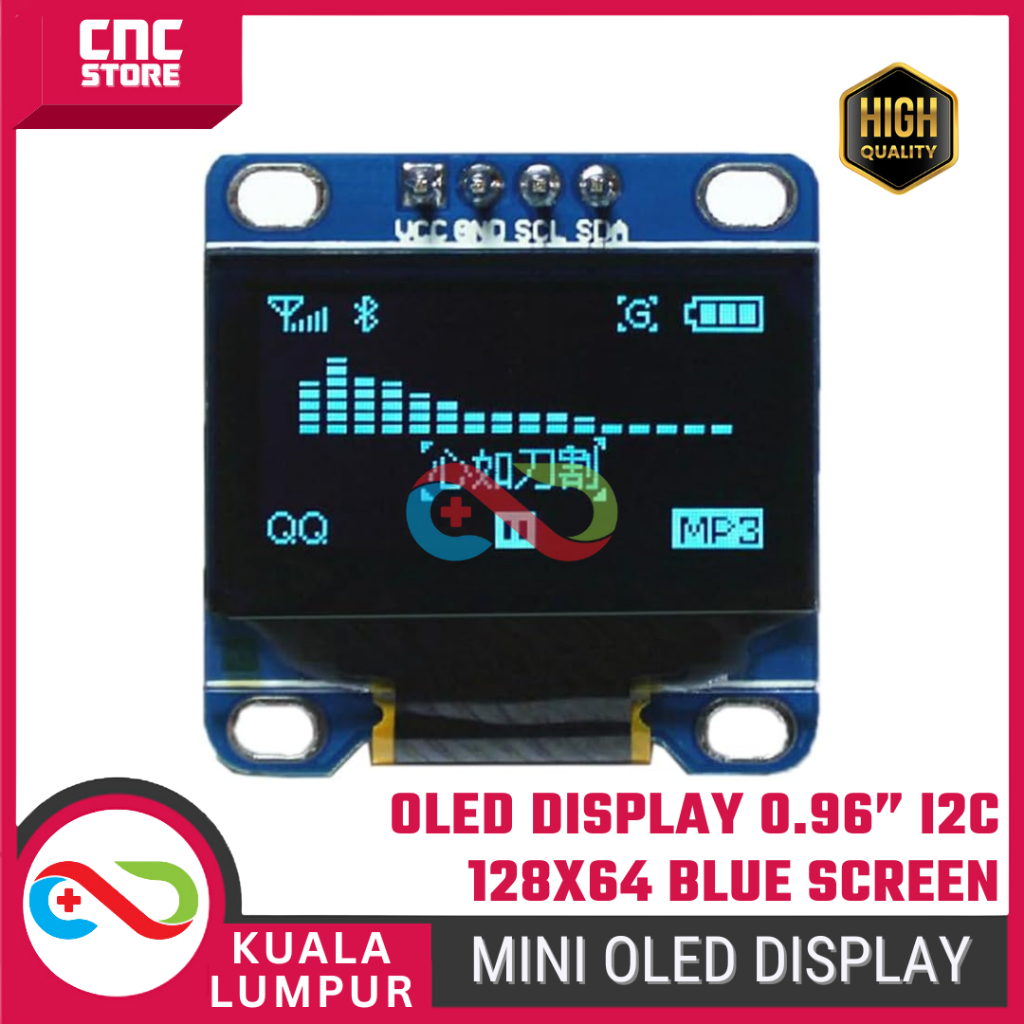 OLED Display 0.96 Inch I2C 128x64 Blue – Mini Screen Module for Arduino ...