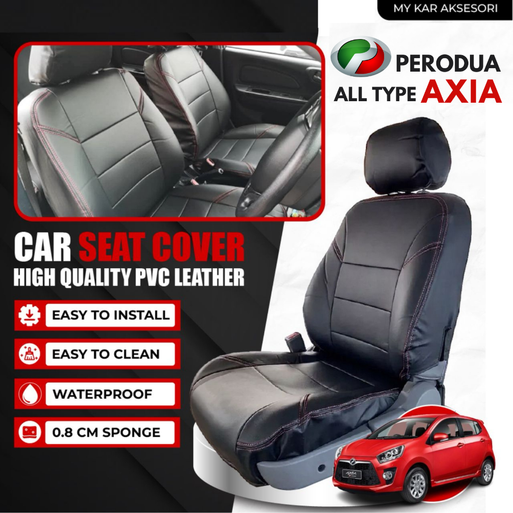 Perodua AXIA Seat Cover PVC leather Semi Leather seat cover AXIA NEW ...