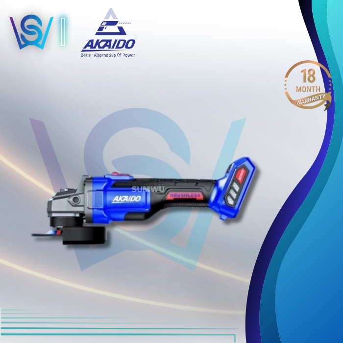 AKAIDO 21V Brushless Cordless Angle Grinder AKM100BLX 无刷无绳角磨机 mesin ...