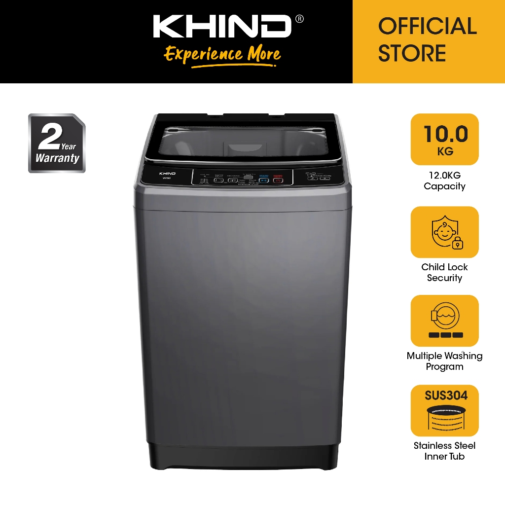 KHIND Fully Auto Washing Machine | Mesin Basuh Automatik (10KG) WM100B ...