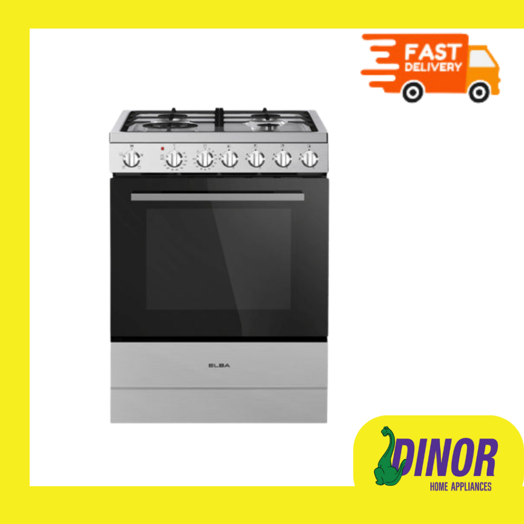 ELBA 60cm Freestanding Gas Cooker | 4 Italian SABAF Burners & 70L ...