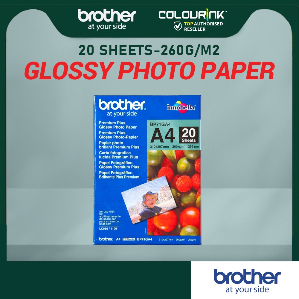 Brother Premium Plus Glossy Photo Paper BP71GA4 A4 260GSM 20 Sheet for ...