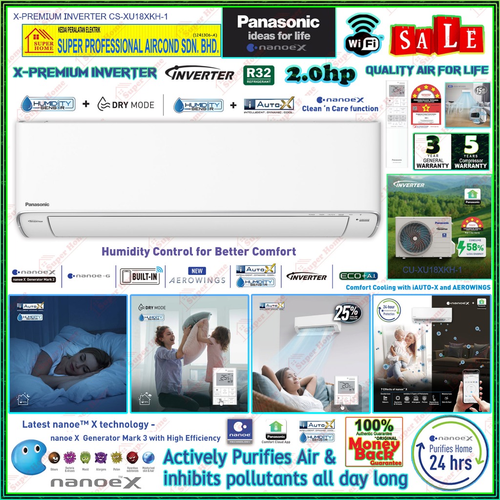 NUR E-Rebate RM 200 !! Panasonic 2.0hp Inverter Air Conditioner XU / KU ...