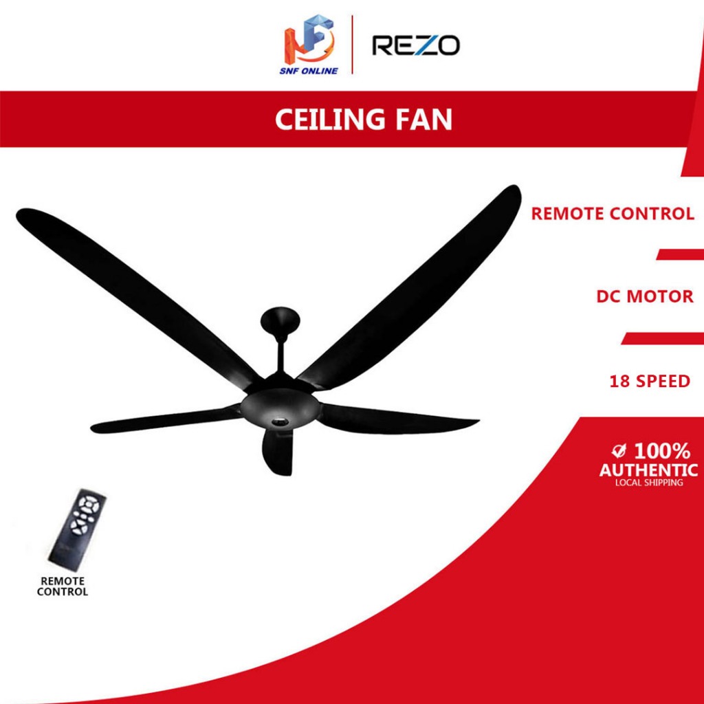 REZO Ventus 62'' Ceiling Fan 5 Blade with Remote Control DC Motor ...