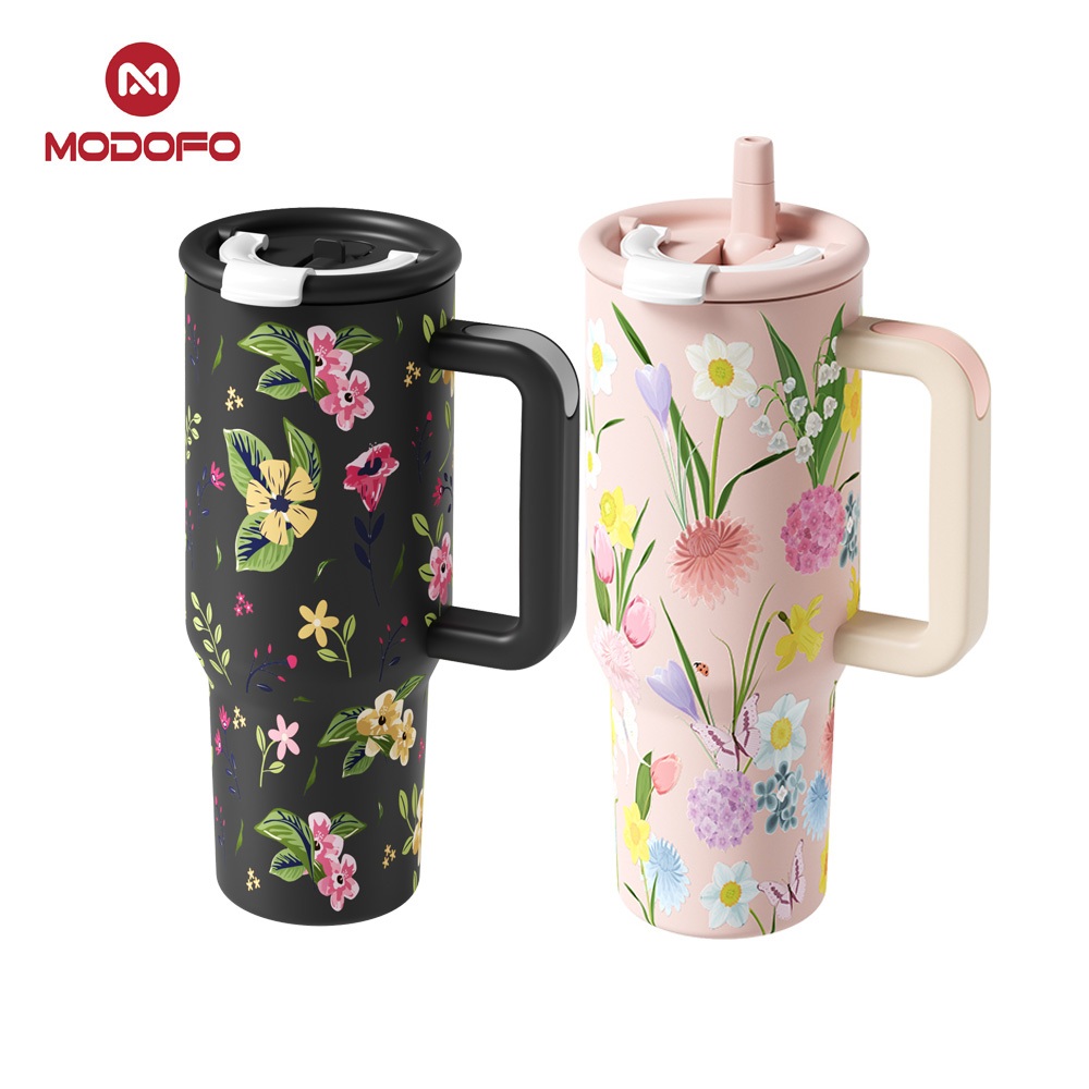 MODOFO 40oz Tumbler With Hidden Straw Thermos Bottle Aesthetic Botol ...