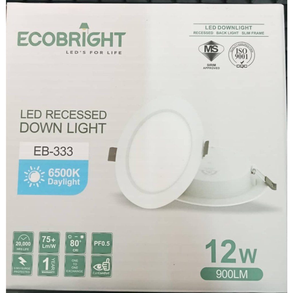 ECOBRIGHT LED RECESSED DOWN LIGHT ROUND 12WATT 4 INCH DAYLIGHT-6500K ...
