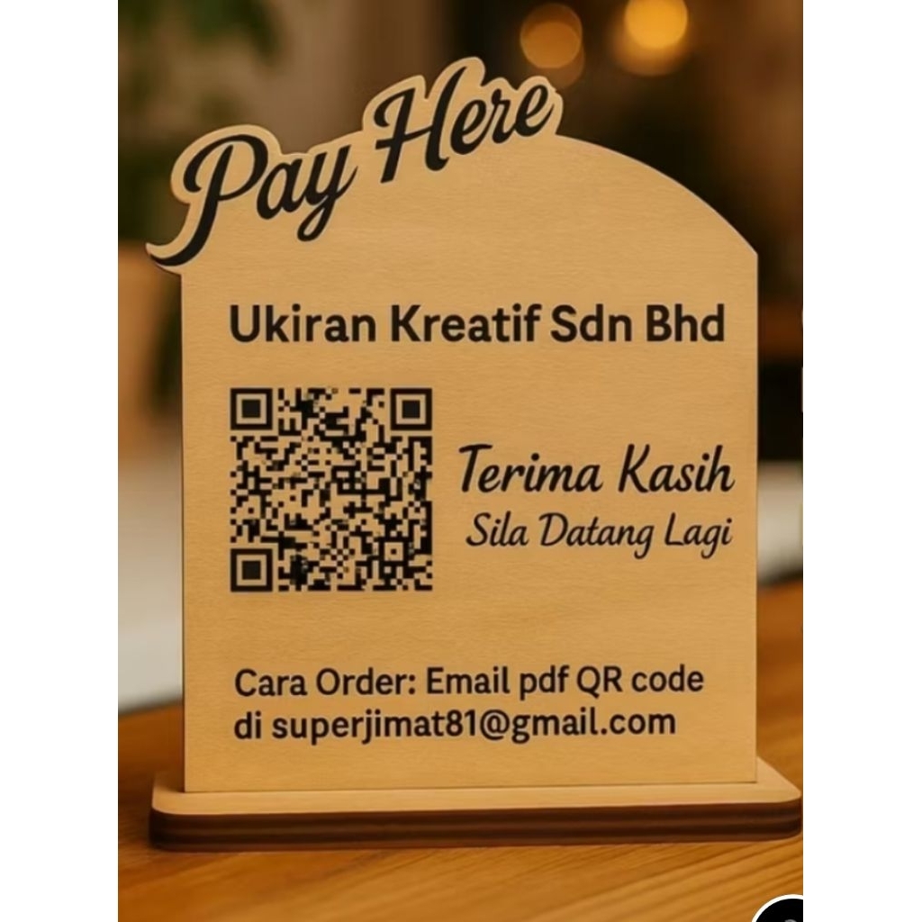 QR Payment Kayu, QR Code Laser Engrave, QR Scan Payment Stand, QR ...