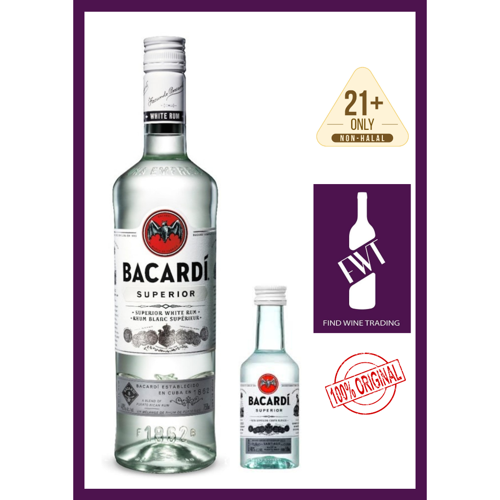 BACARDI CARTA BLANCA 700ML 37.5ABV FOC MINIATURE 50ML | Shopee Malaysia