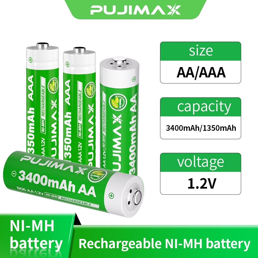 PUJIMAX AAA/AA battery 1.2V 1350/3400mAh NI-MH battery Rechargeable ...