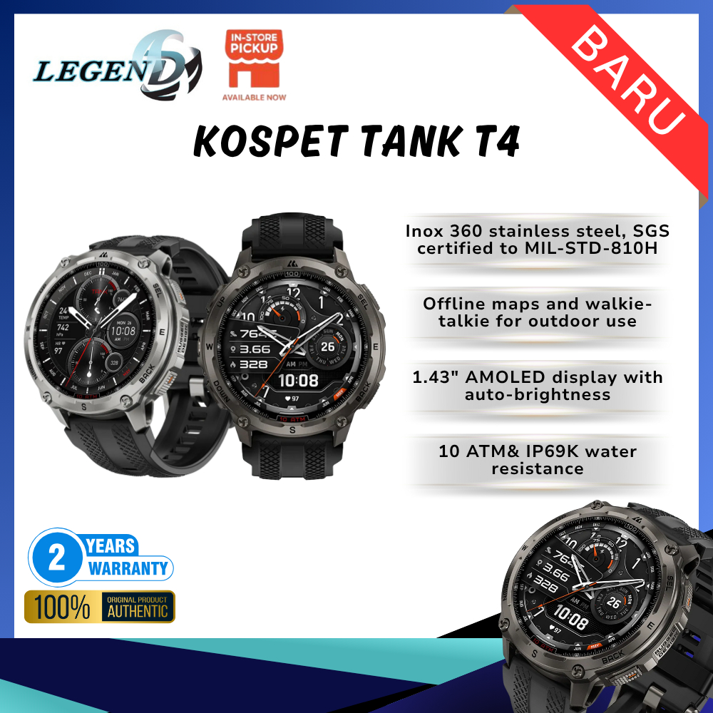 KOSPET TANK T4 Original Smartwatch | 1.43" AMOLED | Offline Maps | 10 ...