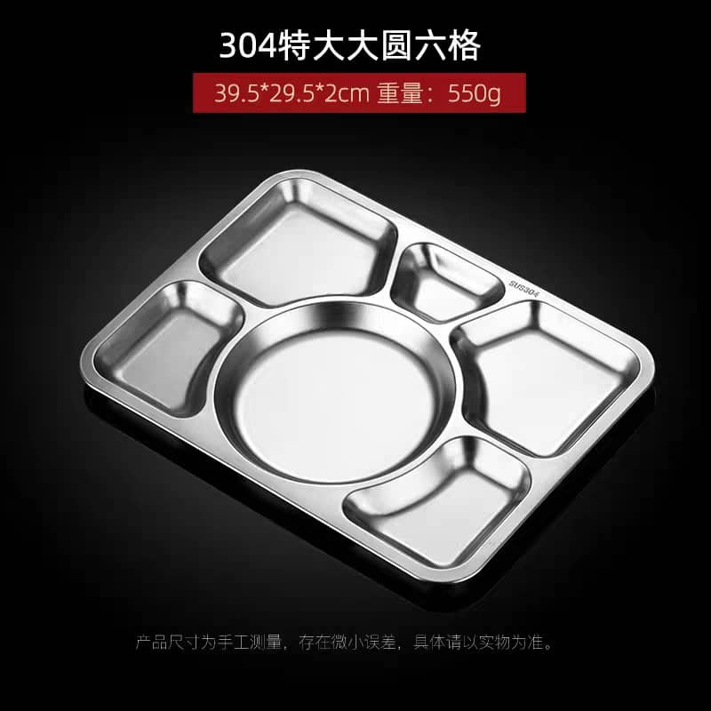 Stainless Steel 6 Compartments Tray Roti Canai Tray Makanan Thick Snack ...