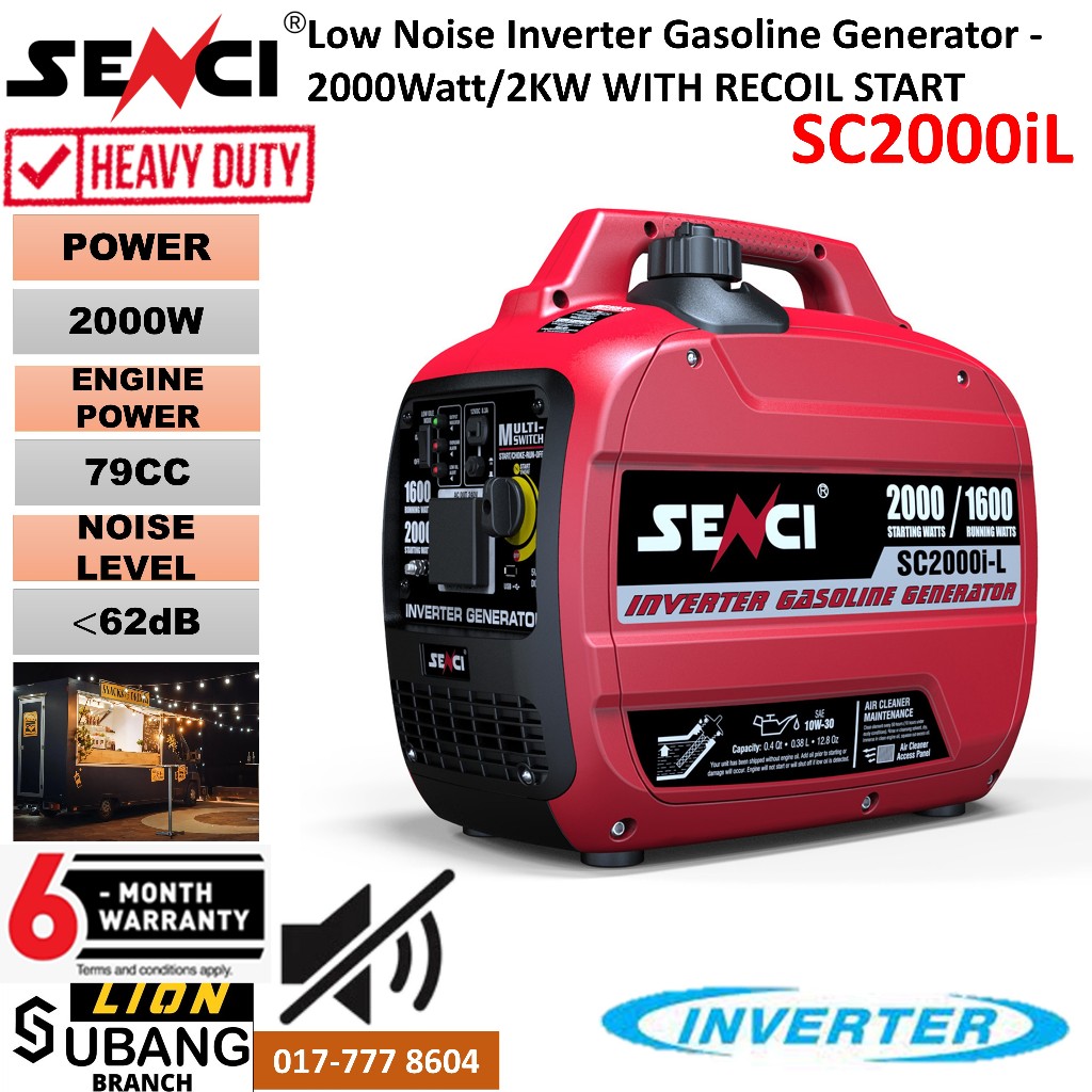 SENCI SC2000I-L LOW NOISE / Inverter Gasoline Generator - 2KW WITH ...