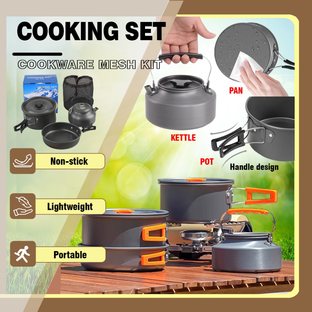 [NEW]Periuk Masak/Camping Cookware Mess Kit Outdoor Cooking Full Set ...