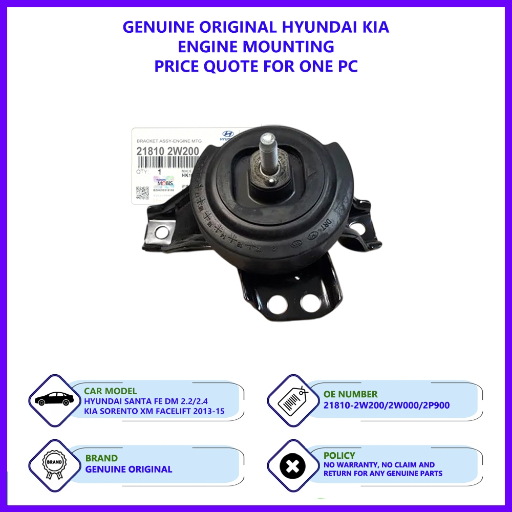 Hyundai Santa Fe DM 2.2 /2.4 Genuine Engine Mounting (LH 21830-2W400/RH ...