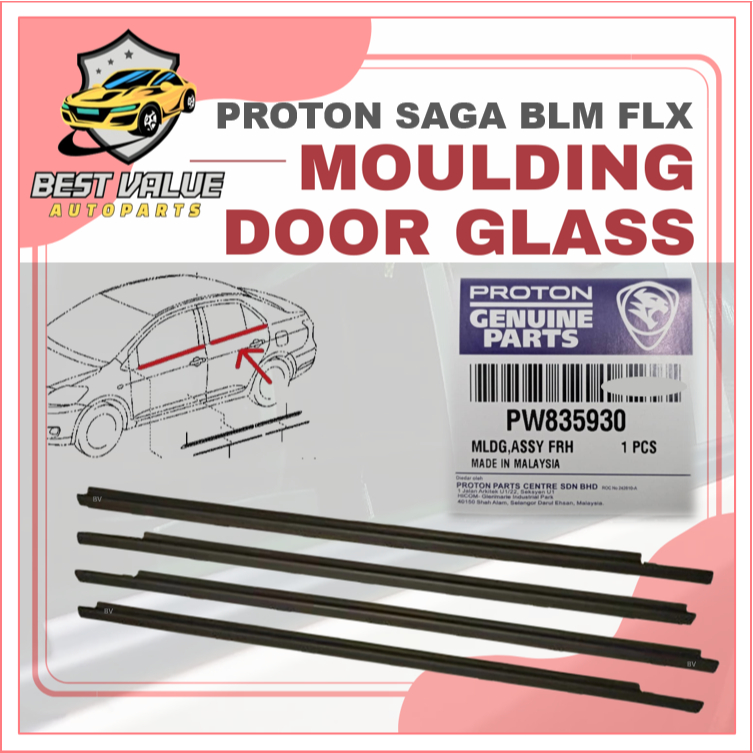 ORIGINAL PROTON SAGA BLM FL FLX MOULDING DOOR GLASS LINING RUBBER OUTER ...