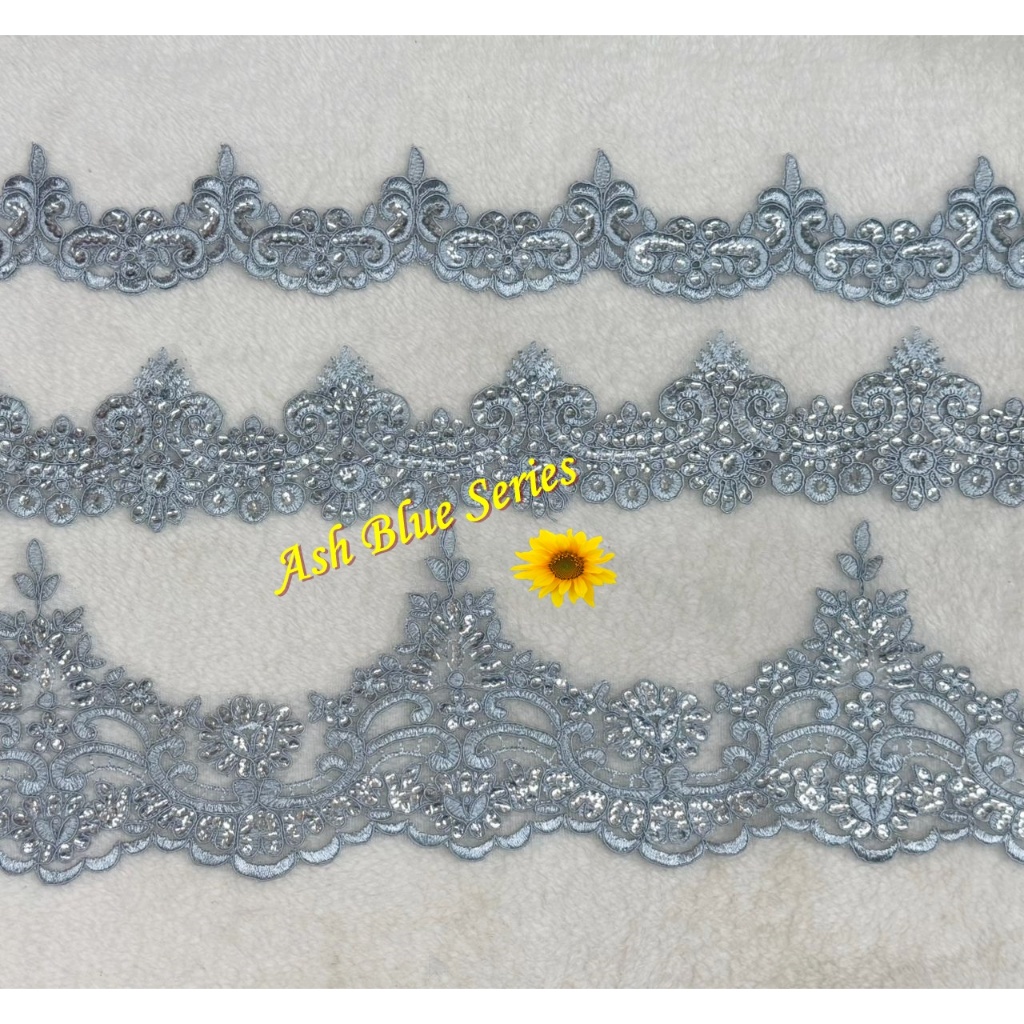 Ash Blue Series Border Lace, Renda Lace Tema Ash Blue or Blue Grey ...