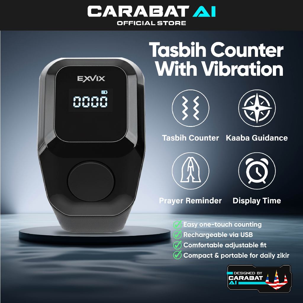 ExVix Smart Tasbih Counter Ring | Digital Zikir | Smart Tally Counter ...