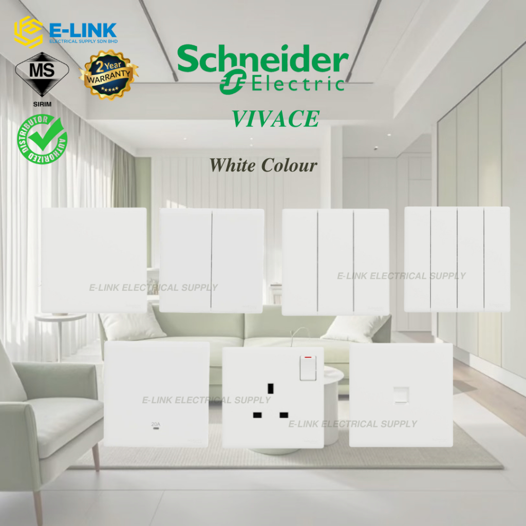 Schneider Electric VIVACE-E Series Switch & Socket (1G/2G/3G/4G, 13A ...