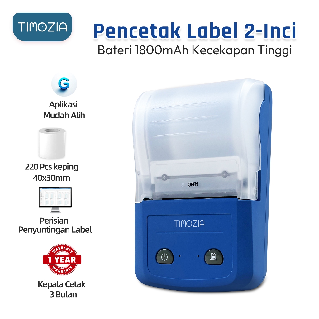 TIMOZIA Thermal Label Printer Bluetooth Mini Label Price Tag Sticker ...