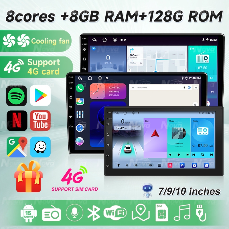 Android Player Universal 7 9 10 Inch 8GB RAM 128GB ROM Android 15 with ...